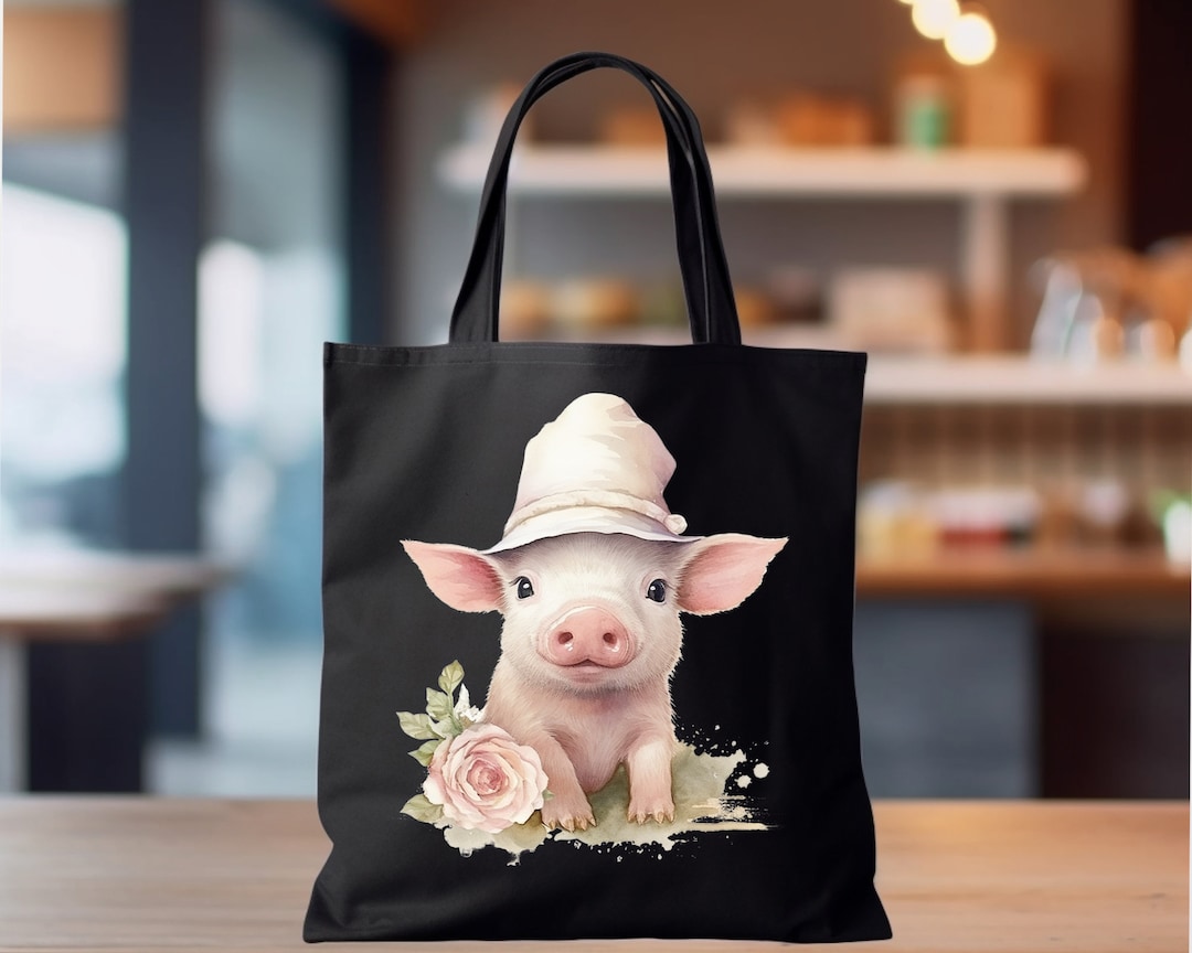Pig Tote Bag , Pig Tote , Cute Pig ,pig Lover Gift , Fun Pig Lover Gift ...