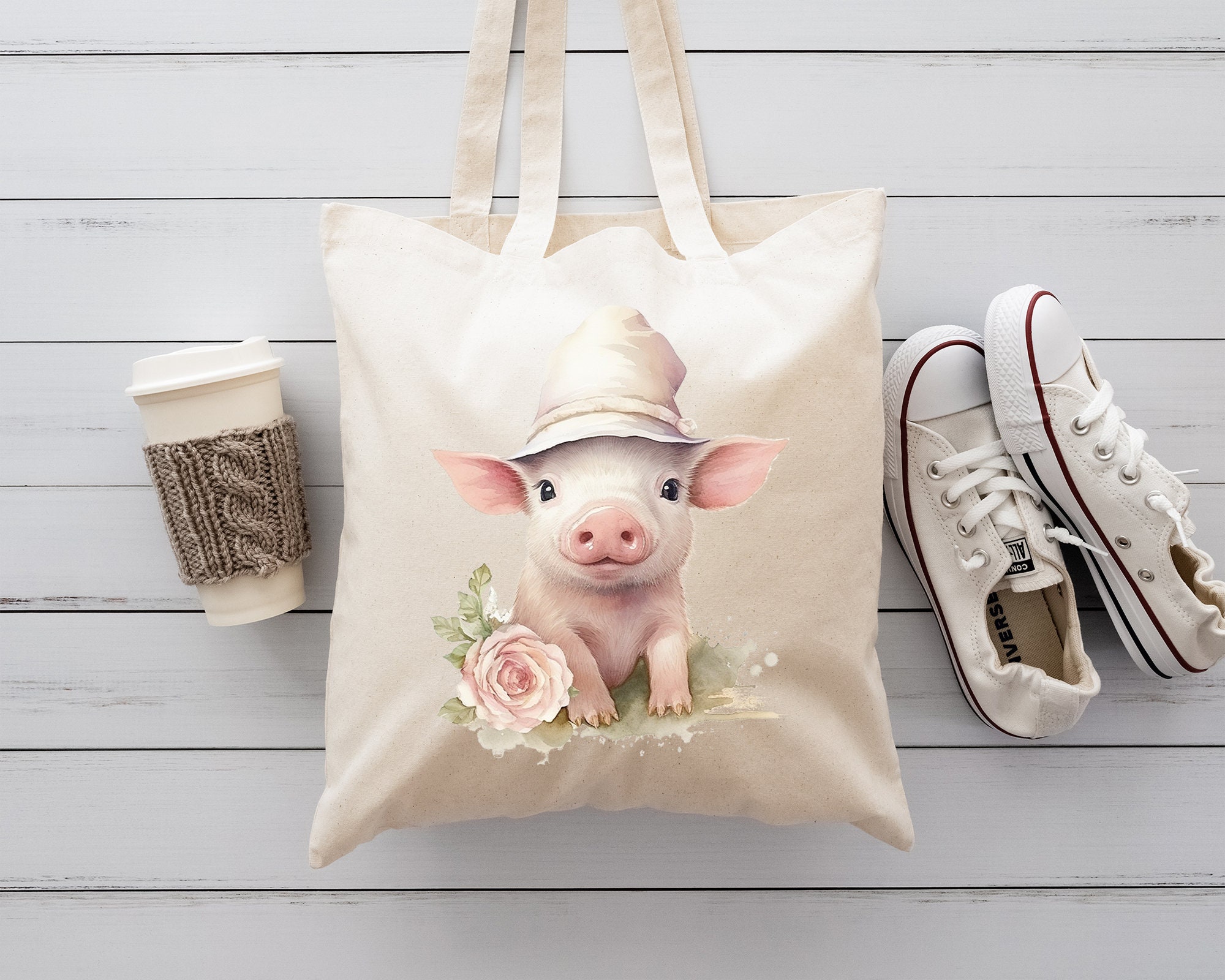 Pig Tote Bag , Pig Tote , Cute Pig ,pig Lover Gift , Fun Pig Lover Gift ...