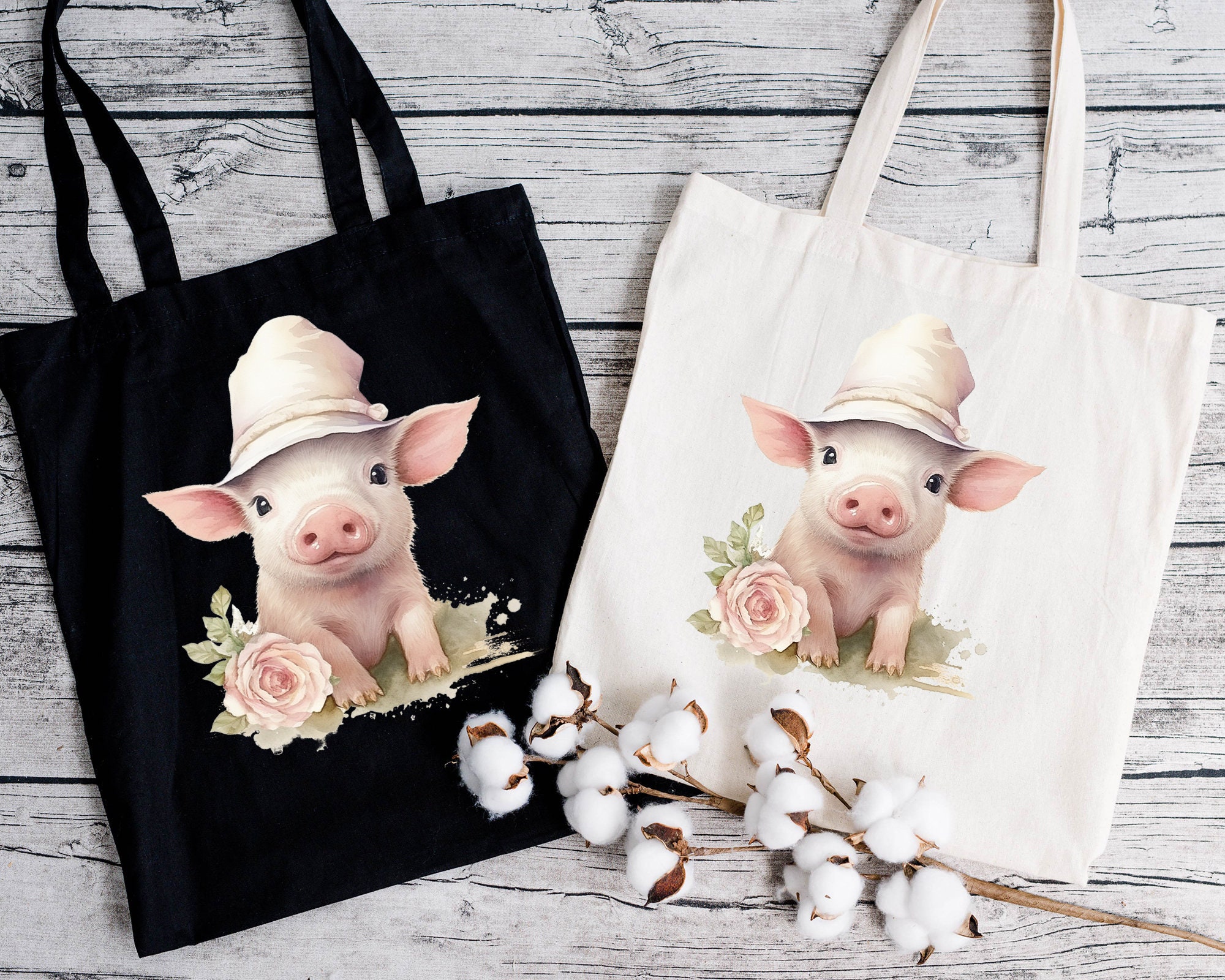 Pig Tote Bag , Pig Tote , Cute Pig ,pig Lover Gift , Fun Pig Lover Gift ...