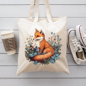 Woodland Fox Tote Bag - Aesthetic Fox Lover Gift - Etsy