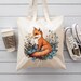 Woodland Fox Tote Bag - Aesthetic Fox Lover Gift - Etsy
