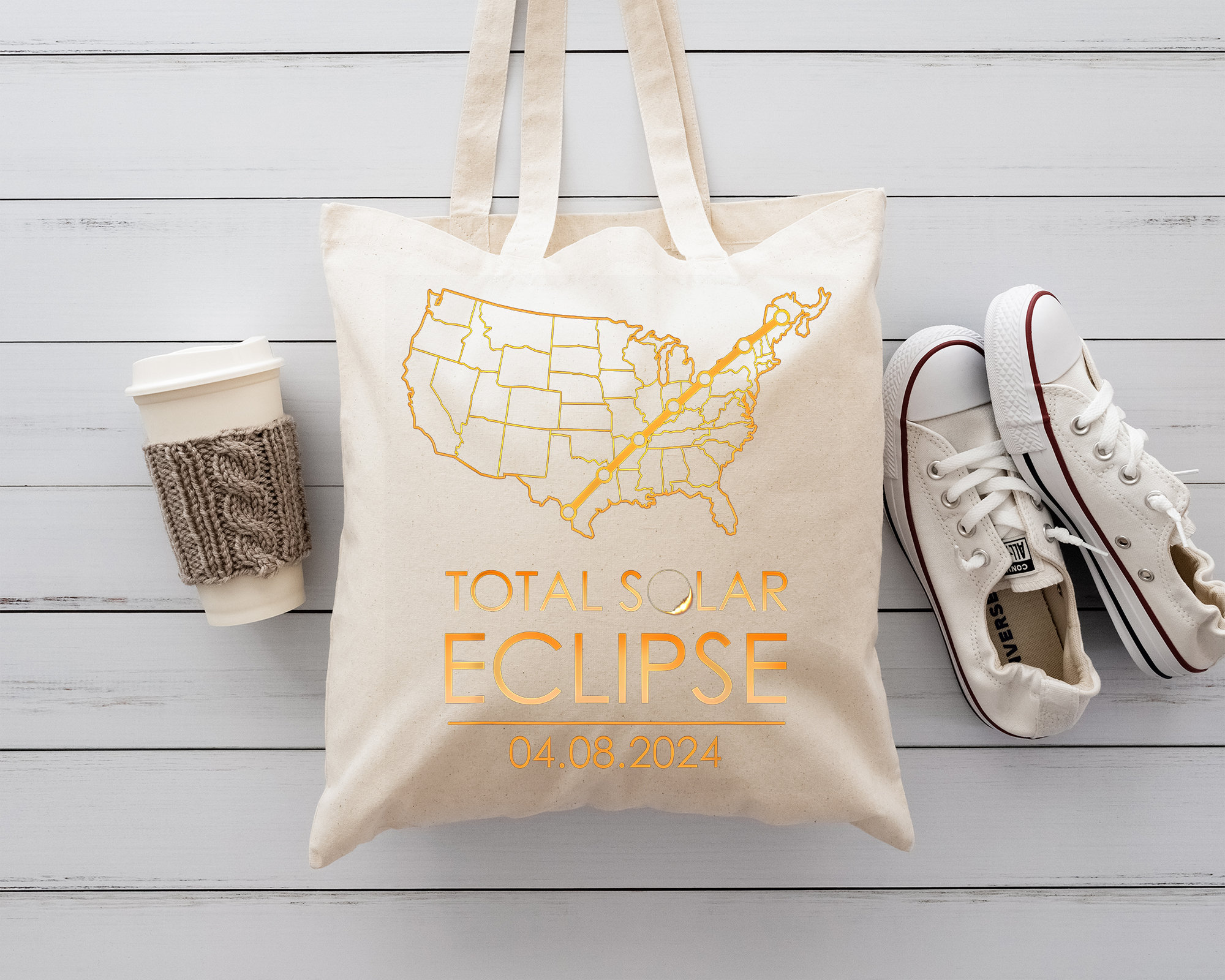 Total Solar Eclipse Tote Bag April 8th 2024, Astronomy Lover Bag, North ...