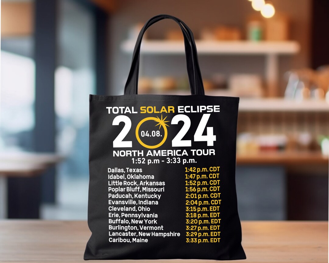 Total Solar Eclipse Tote Bag April 8th 2024, Astronomy Lover Bag, North ...