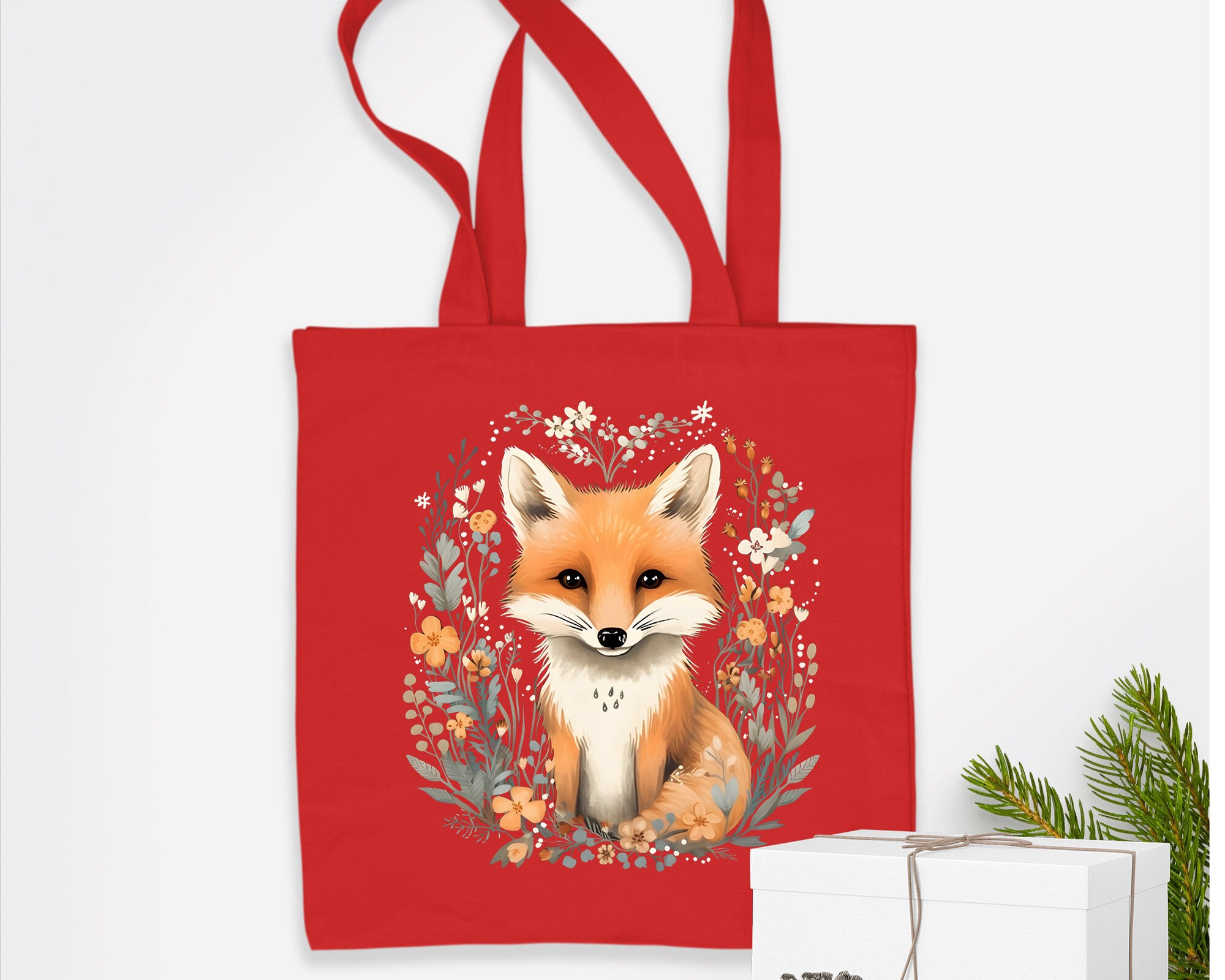 Fox Tote Bag Fox Lover Gift Fox Theme Tote Bag Aesthetic Tote Woodland ...