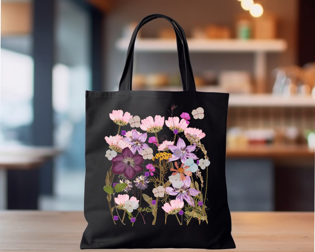 Floral Tote Bag Flower Tote Canvas Wildflower Bag Eco Friendly Bag ...