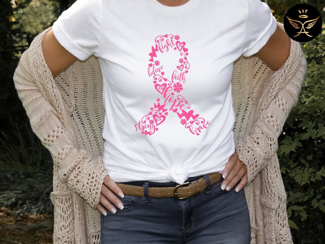Breast Cancer Shirt, Cancer Ribbon Shirt, Pink Ribbon Shirt, Breast ...
