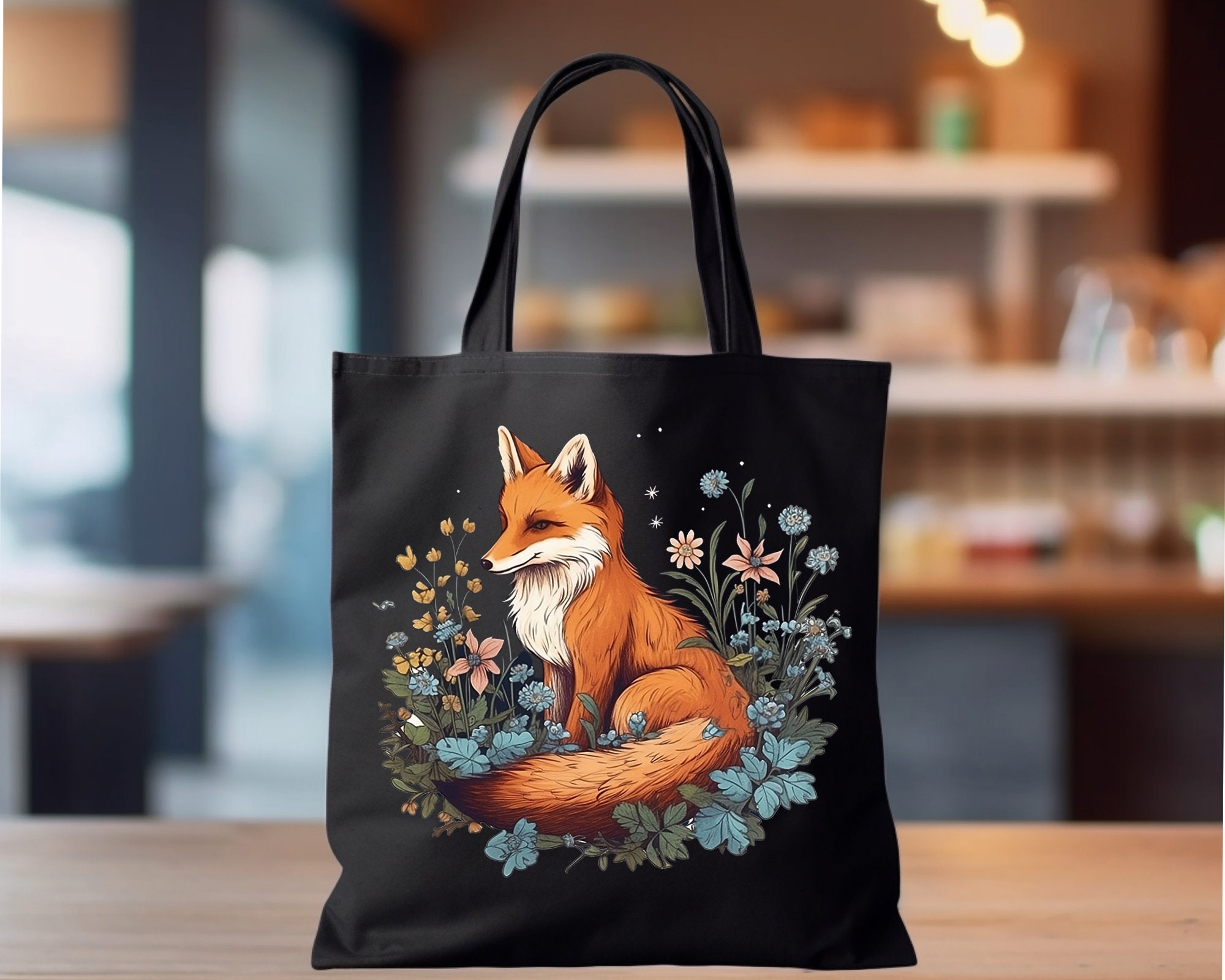Fox Tote Bag Fox Lover Gift Fox Theme Tote Bag Aesthetic Tote Woodland ...
