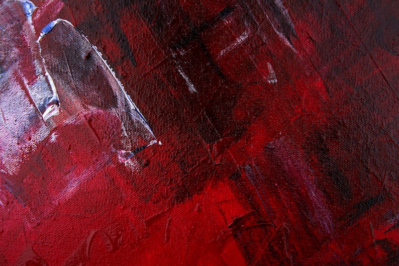 Acrylic Abstract Canvas Painting, Red Abstract Painting, Horizontal ...