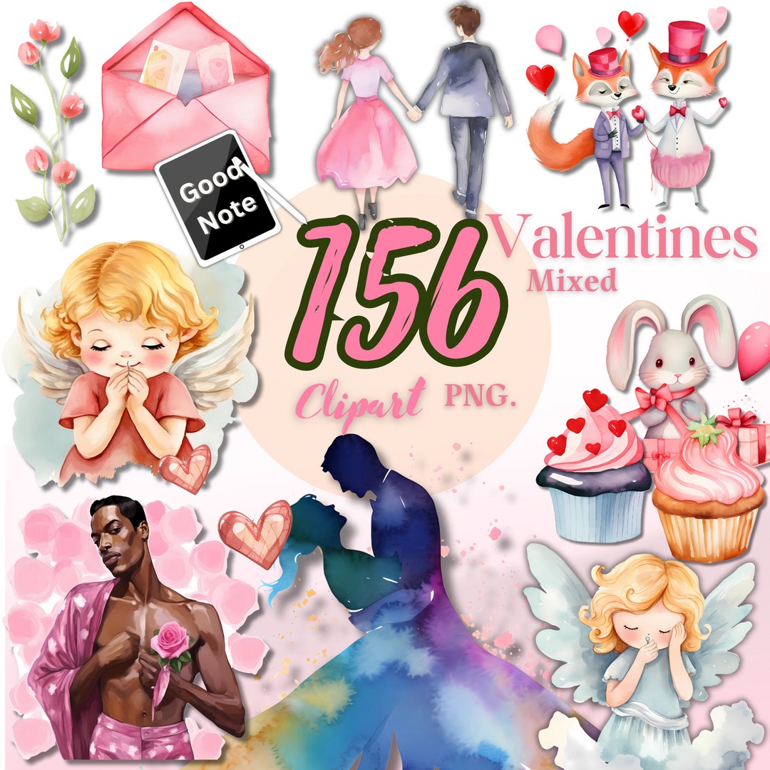 Good Note Digital Clipart Amour Valentines Mixed Valentines Clipart ...
