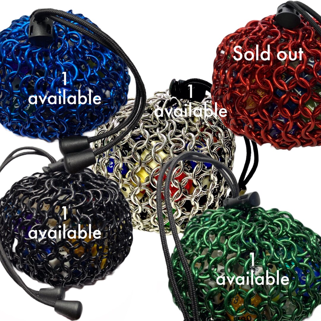 Chainmail Dice Bag, Pouch is Closed by Paracord With Cone End Caps ...