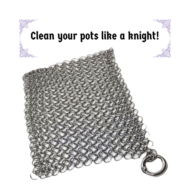 Hand Woven Chainmail Pot Scrubber: Stainless Steel Cast Iron Pan ...
