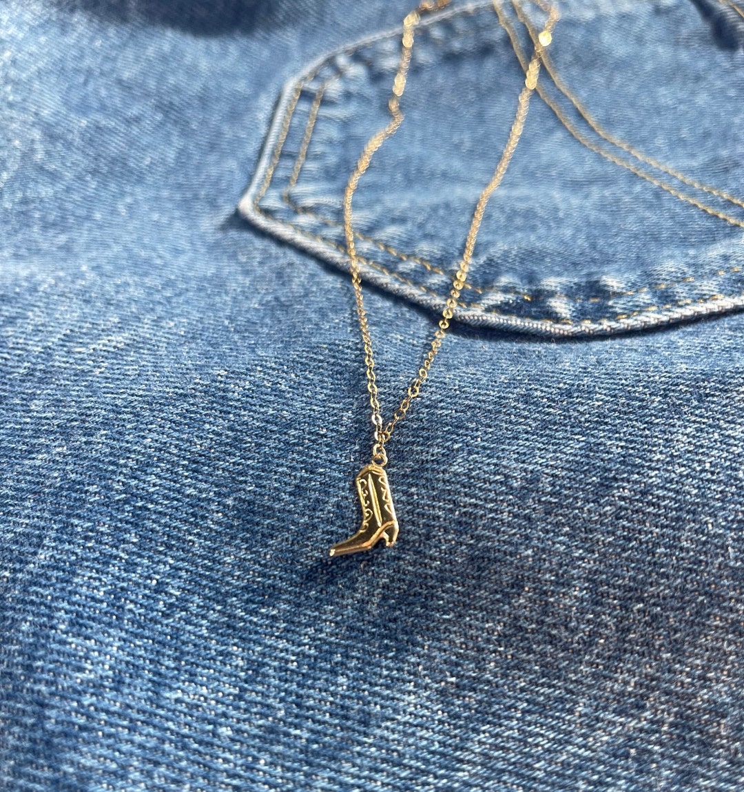 Mini Cowboy Boot Necklace / Western Boots / Cowgirl Necklace / 14k Gold ...