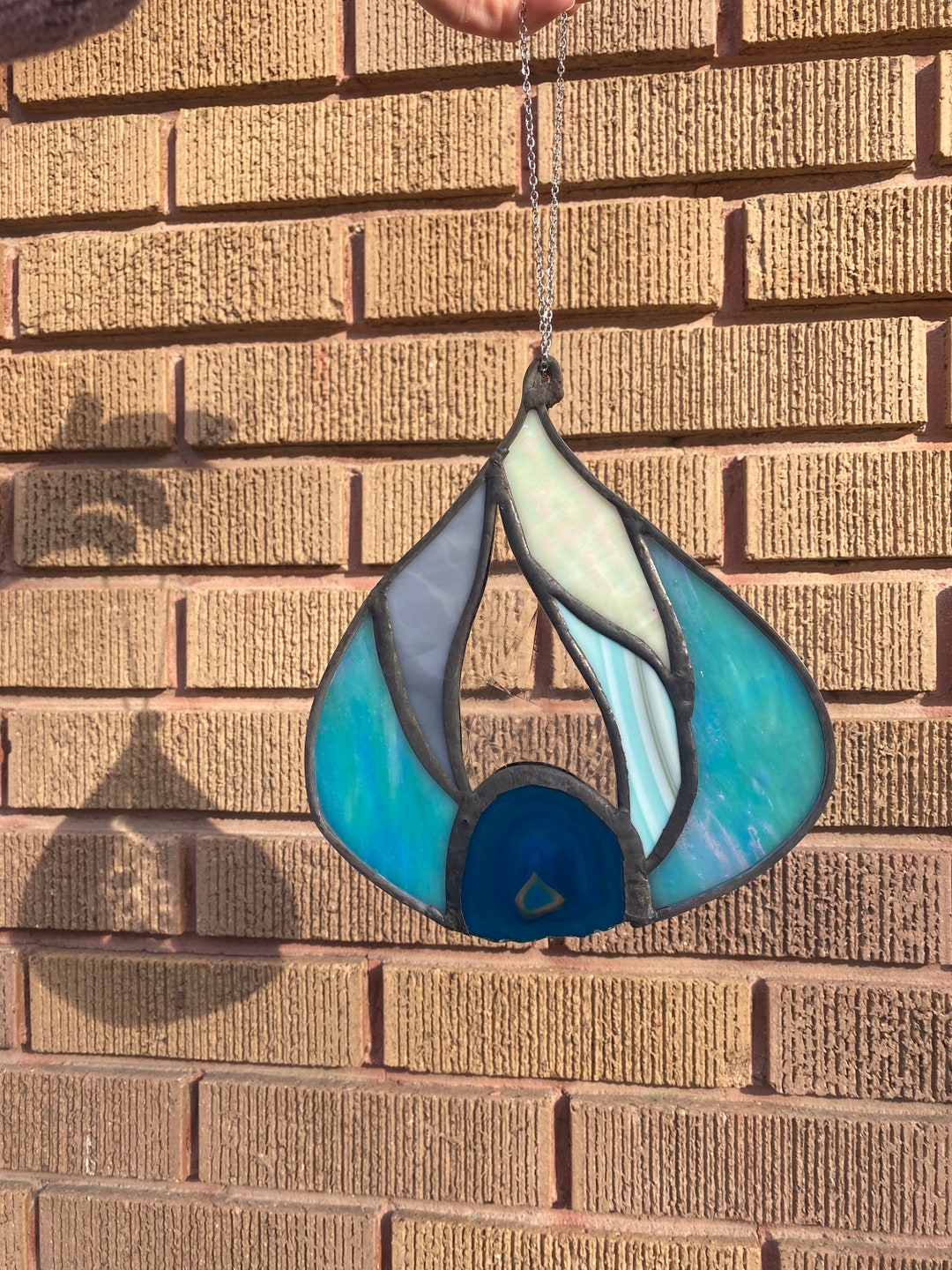 Water Drop Agate Geode Stained Glass - Etsy