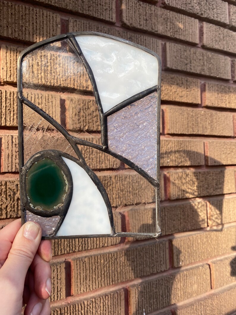 Keyhole Agate Geode Stained Glass - Etsy