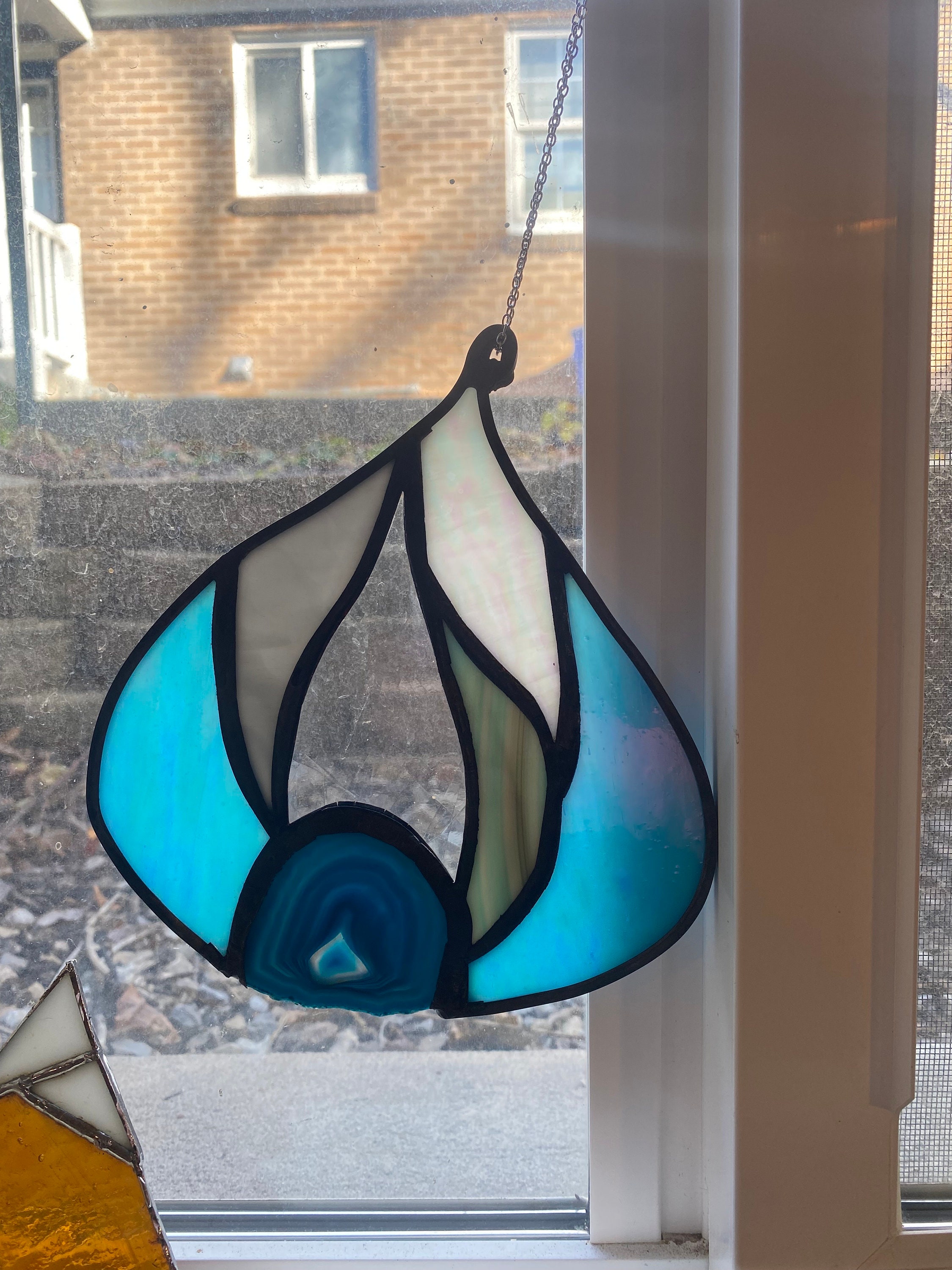 Water Drop Agate Geode Stained Glass - Etsy