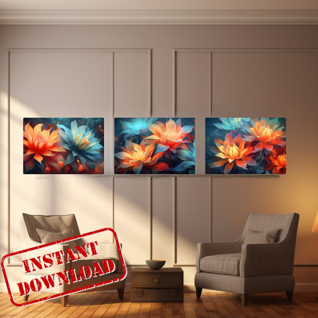 Orange Abstract Flower Art, Abstract Wall Art, Print, Digital Download ...