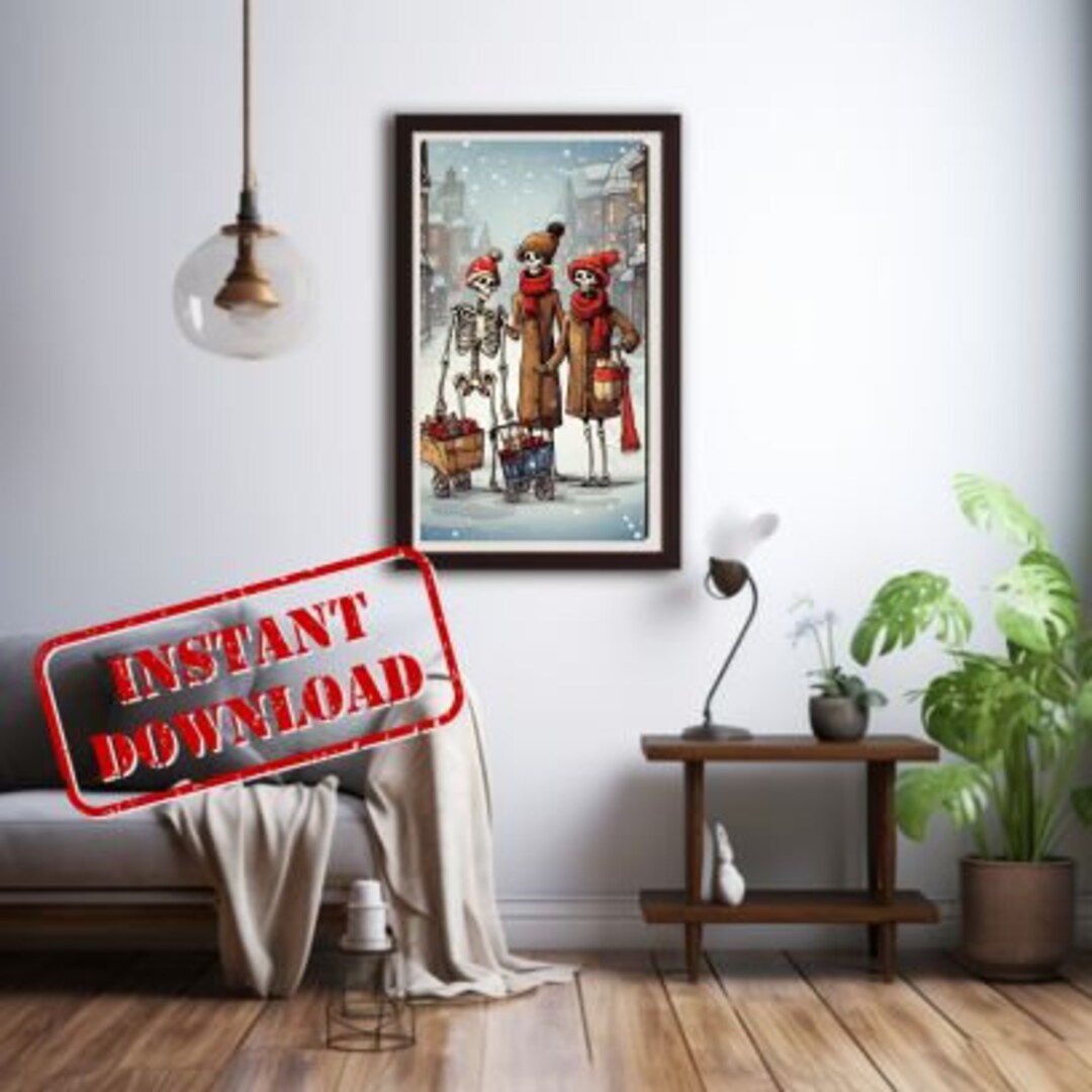 Shopping Skeleton Family Portrait, Instant Download, Halloween Décor ...