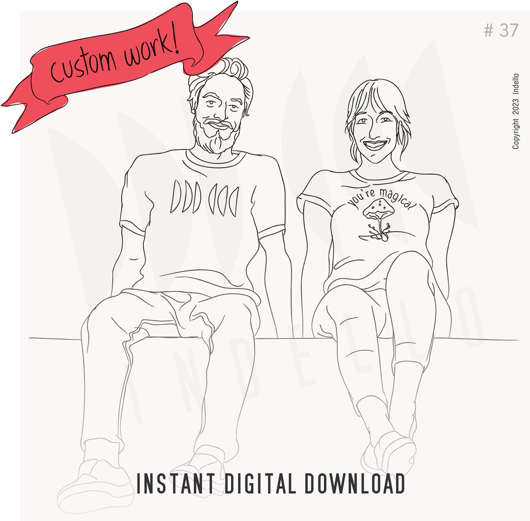 Custom Drawing, Digital Download, Personalized Art, Printable Portrait ...