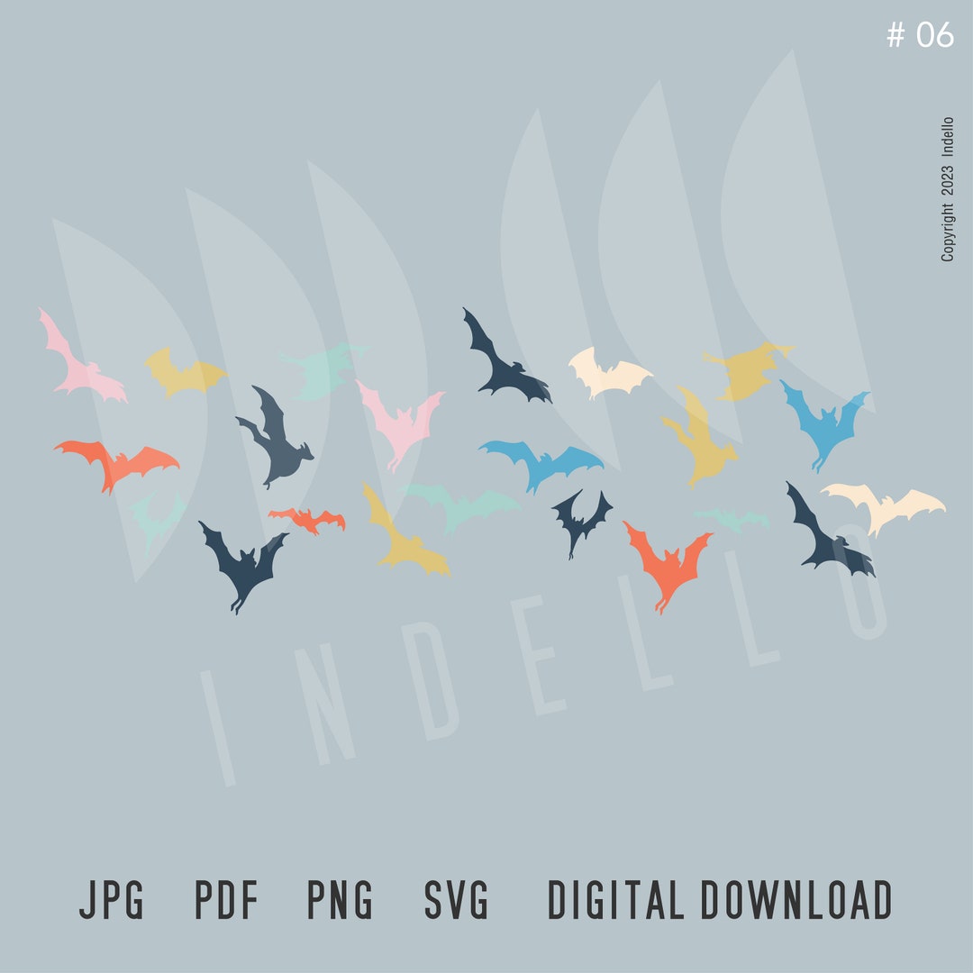 Colorful Bats, Jpg, Pdf, Png, Svg, Instant Download, Halloween, Spooky ...