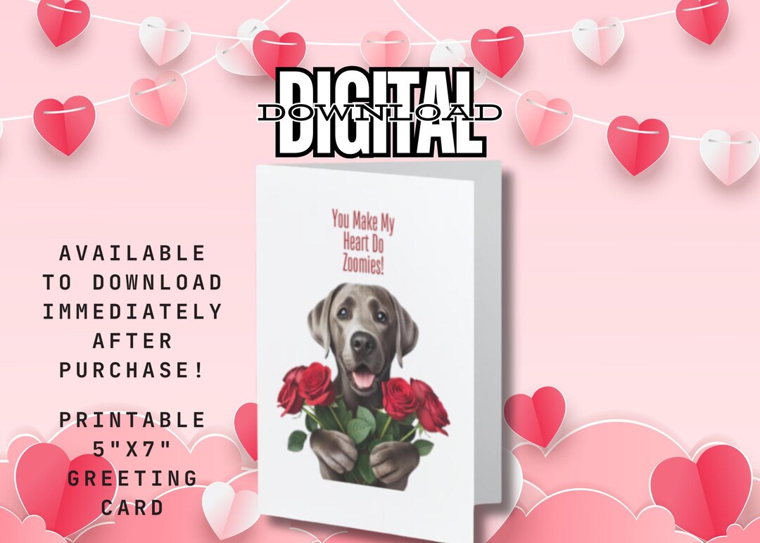 Silver Lab Valentine’s Day Card, Printable Dog Valentine, Downloadable ...