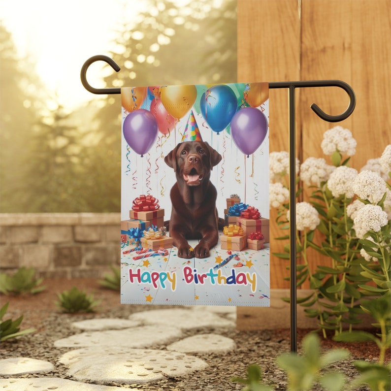 Chocolate Lab Happy Birthday Garden Banner Labrador Retriever Chocolate ...