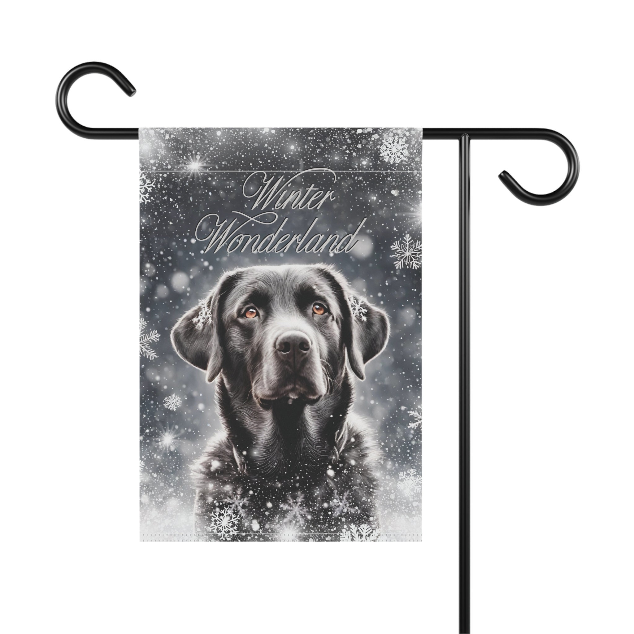 Charcoal Silver Lab Winter Wonderland Outdoor Yard and Garden Flag ...
