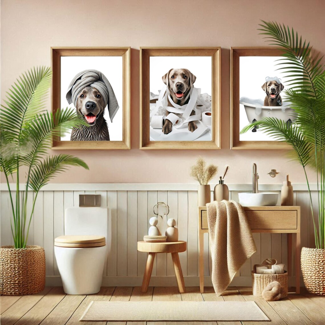 Bundle Silver Lab in Bathroom Print Set of 3 PRINTABLE Labrador Funny ...