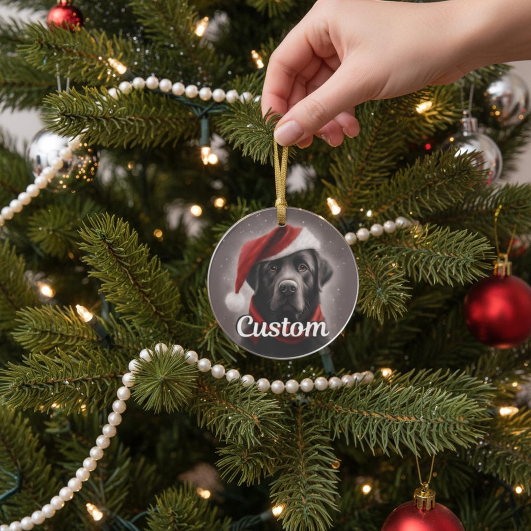 Personalized Charcoal Lab Ornament Acrylic Christmas Decoration ...