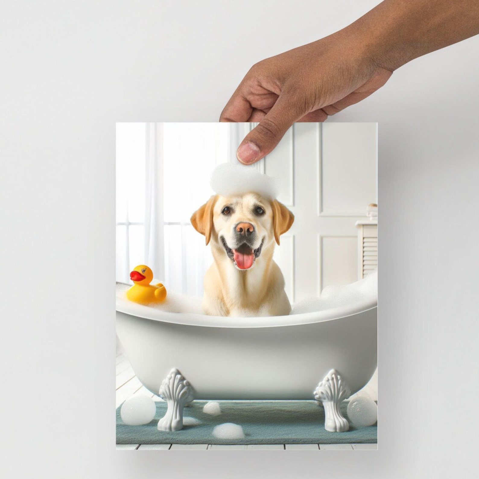Yellow Lab in the Tub With a Rubber Ducky Poster Print Yellow Labrador ...