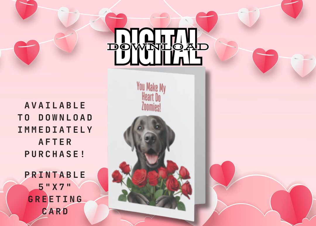 Charcoal Lab Valentine’s Day Card, Printable Dog Valentine ...