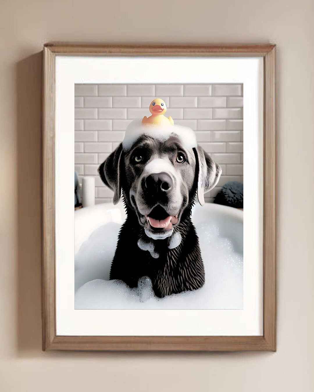 Charcoal Lab in Tub Poster Print Charcoal Labrador Retriever Bath ...