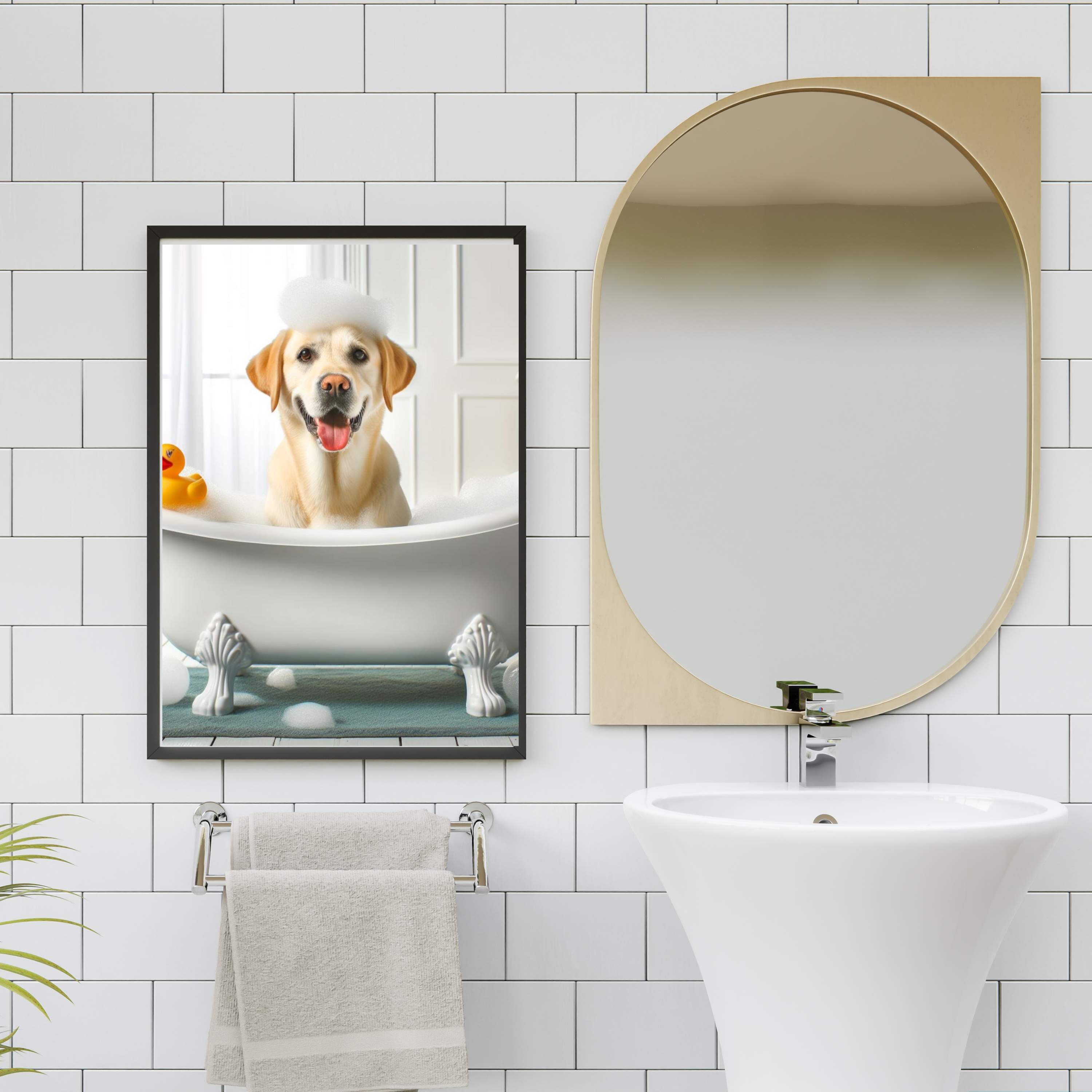 Yellow Lab in the Tub With a Rubber Ducky Poster Print Yellow Labrador ...