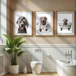 Silver Lab in Bathroom Print Set of 3 PRINTABLE Silver Labrador Funny ...