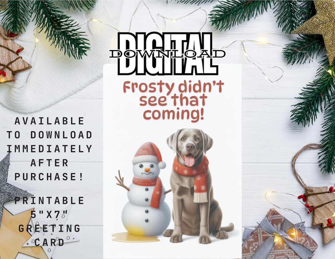 Funny Dog Christmas Card, Digital Download, Silver Lab Christmas ...