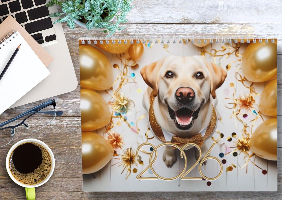 2026 Yellow Lab Calendar, Labrador Retriever Hanging Wall Calendar, US ...