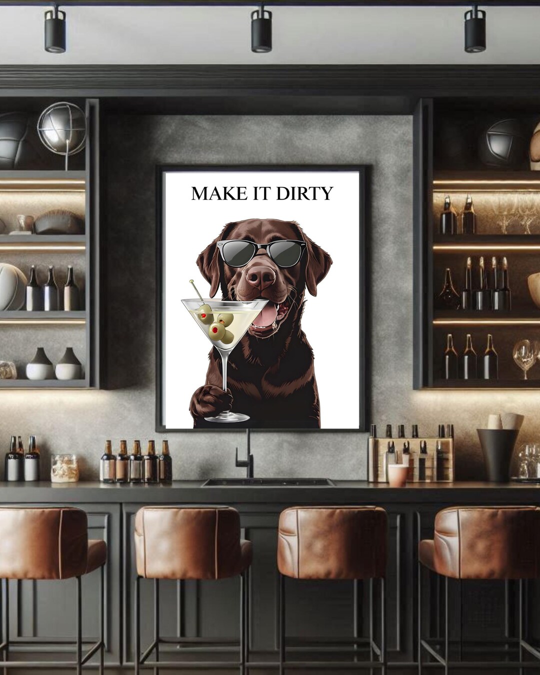 Chocolate Lab Wall Art, Chocolate Labrador Digital Download, Martini ...