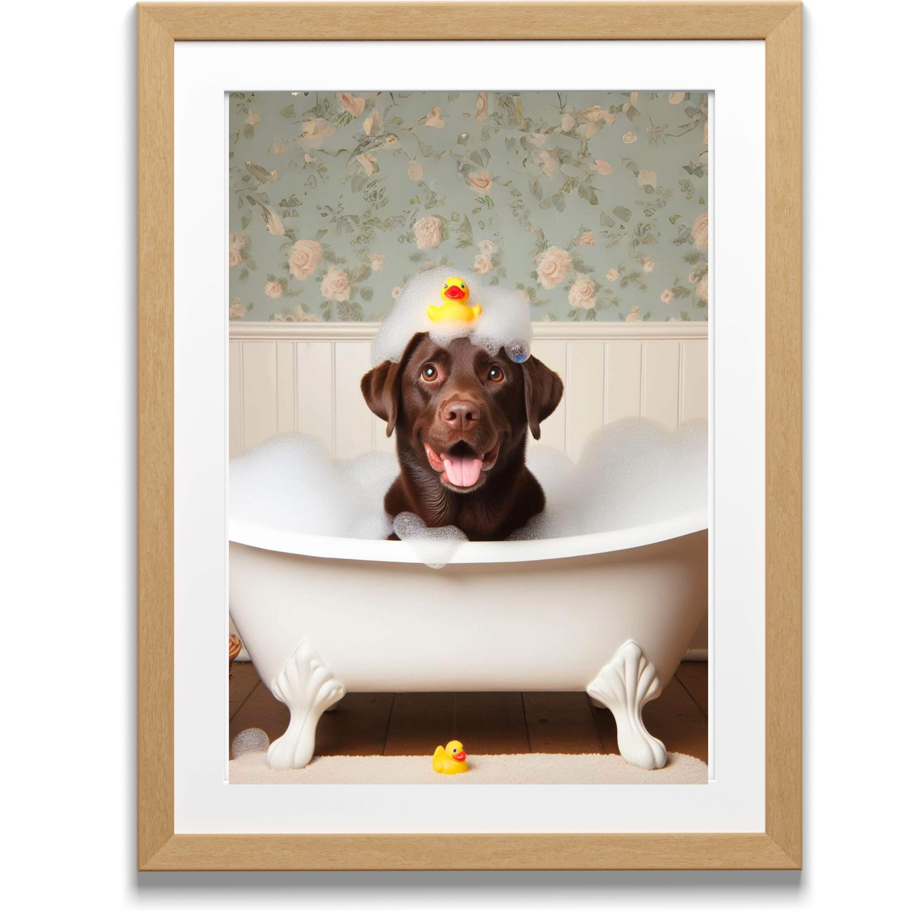 Chocolate Lab in the Tub With a Rubber Ducky Poster Print Chocolate ...