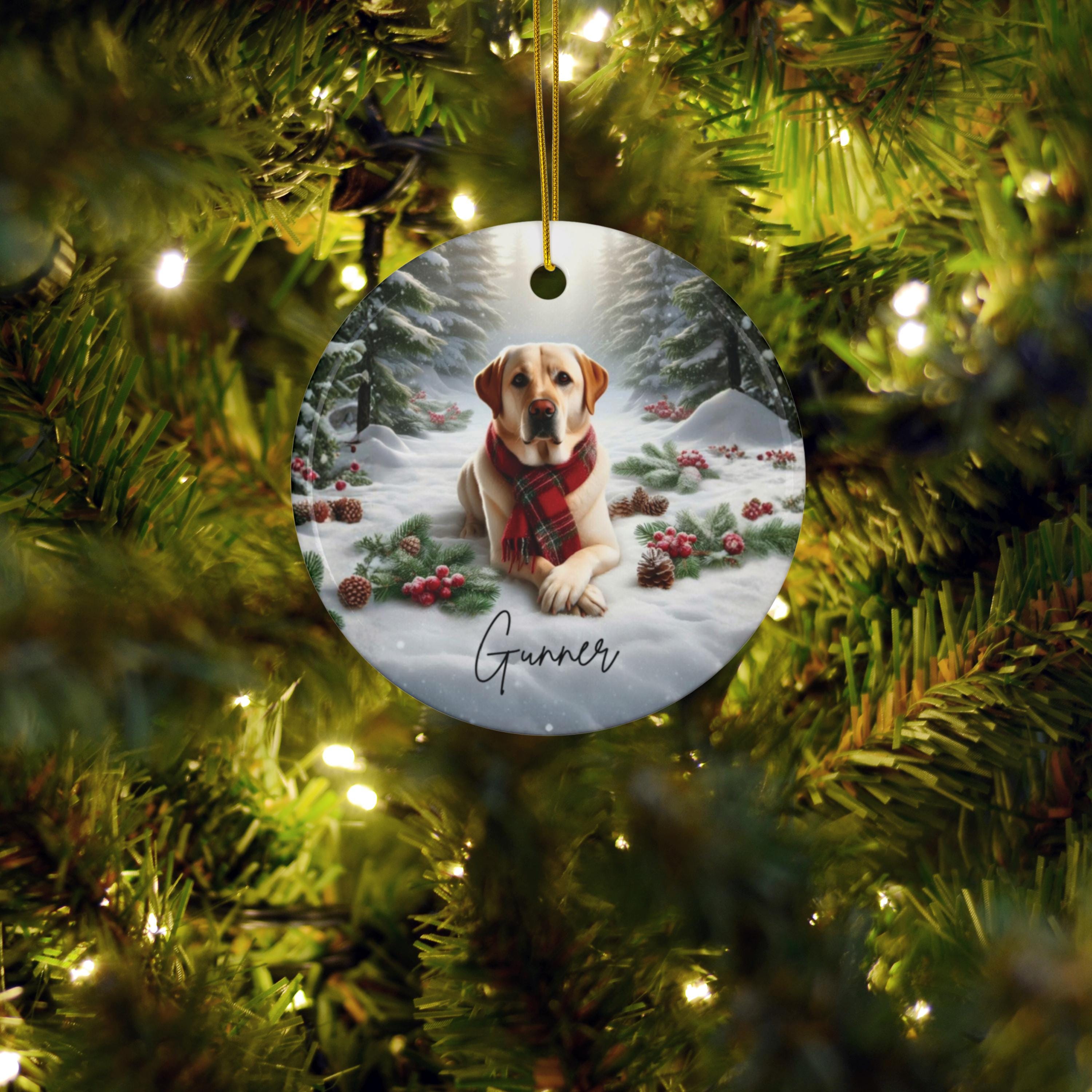 Yellow Lab Christmas Ornament, Yellow Labrador Holiday Decor, Puppy ...