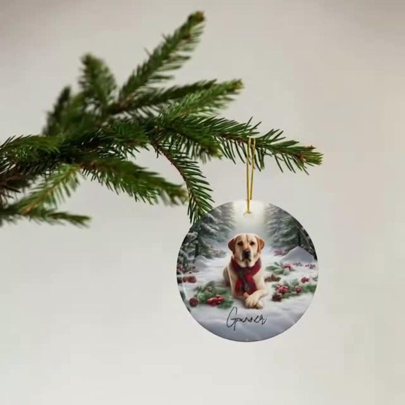 Yellow Lab Christmas Ornament, Yellow Labrador Holiday Decor, Puppy ...