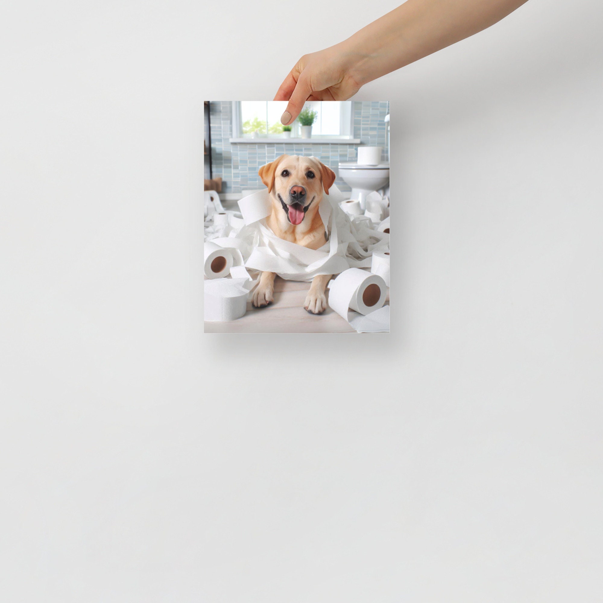 Funny Yellow Lab Bathroom Poster Print: Toilet Paper Humor Wall Art ...