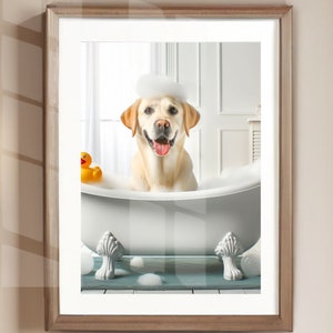 Yellow Lab in the Tub With a Rubber Ducky Poster Print Yellow Labrador ...