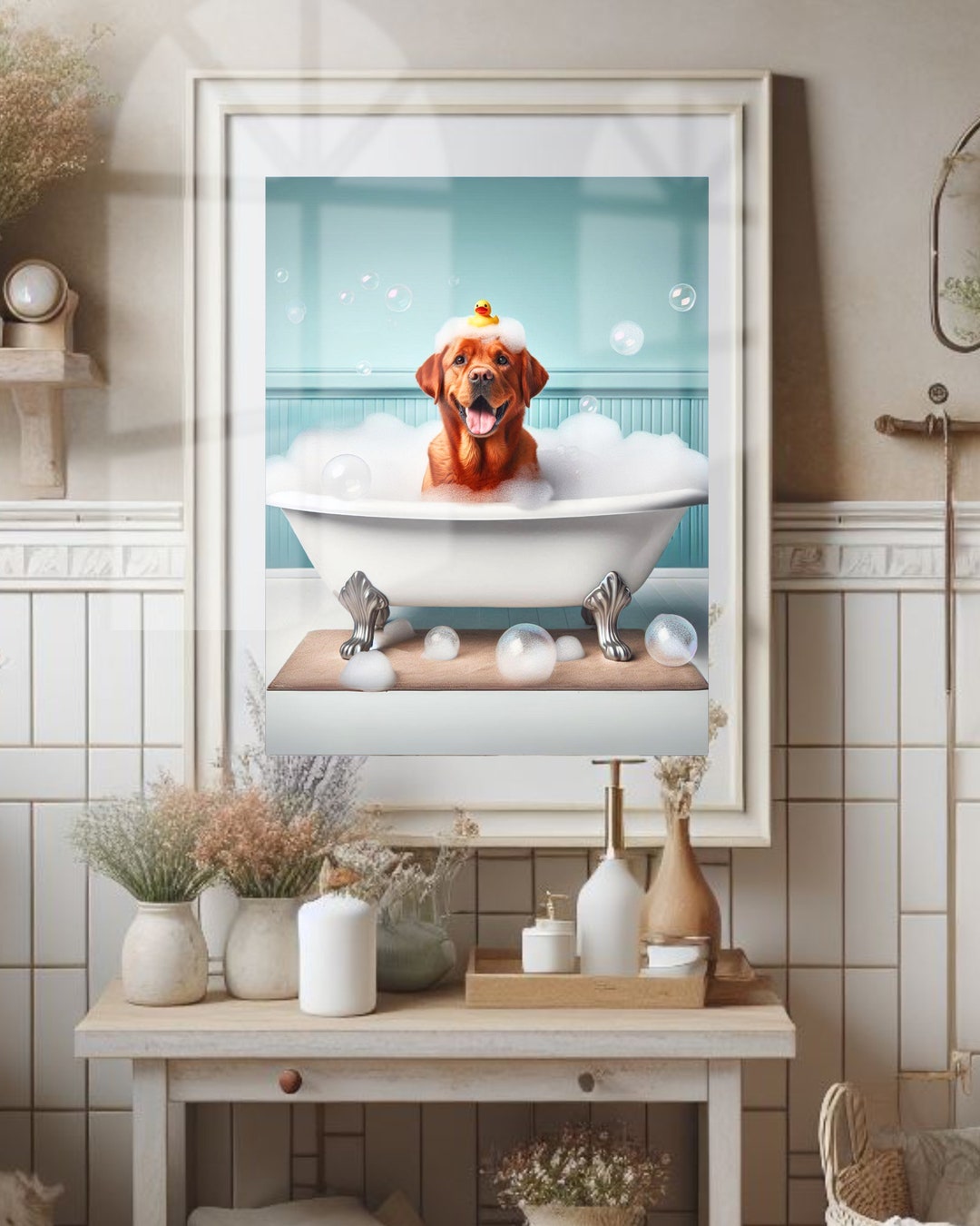 Fox Red Lab Bathroom in Tub Poster Print Fox Red Labrador Retriever ...