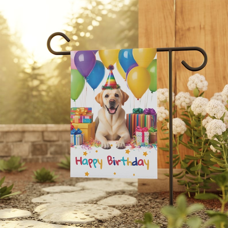 Yellow Lab Happy Birthday Flag, Labrador Retriever, Yellow Labrador ...