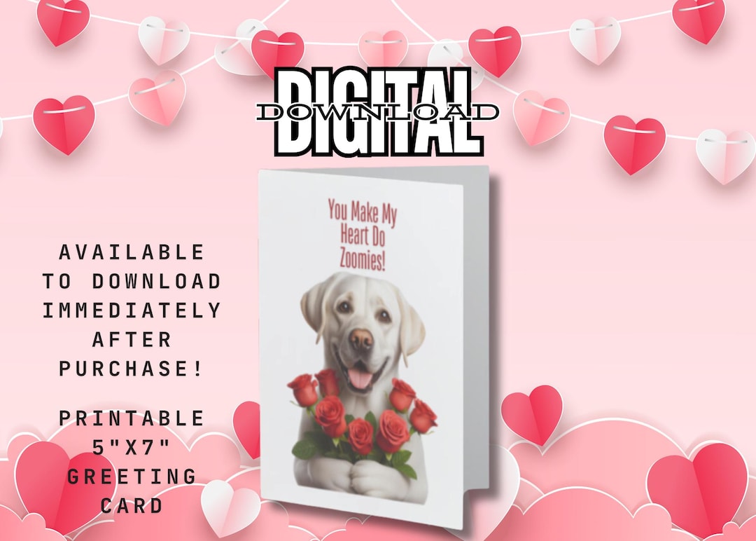 White Lab Valentine’s Day Card, Printable Dog Valentine, Downloadable ...