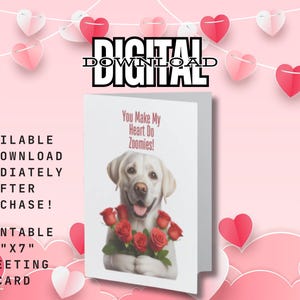 White Lab Valentine’s Day Card, Printable Dog Valentine, Downloadable ...
