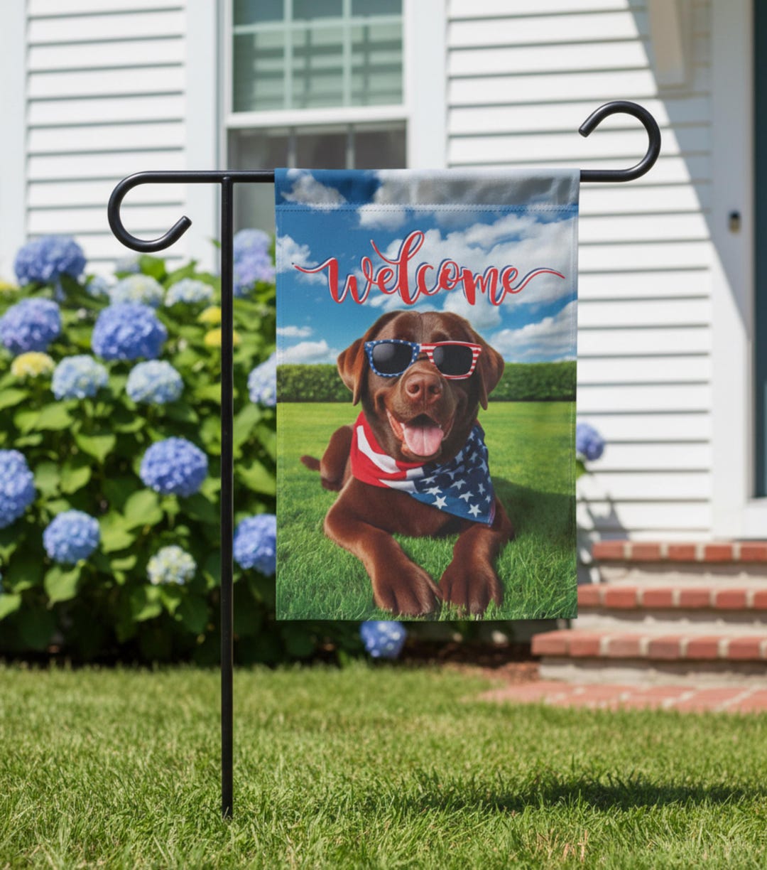 Chocolate Lab Flag Welcome Flag Lab Outdoor Yard and Garden Flag, USA ...