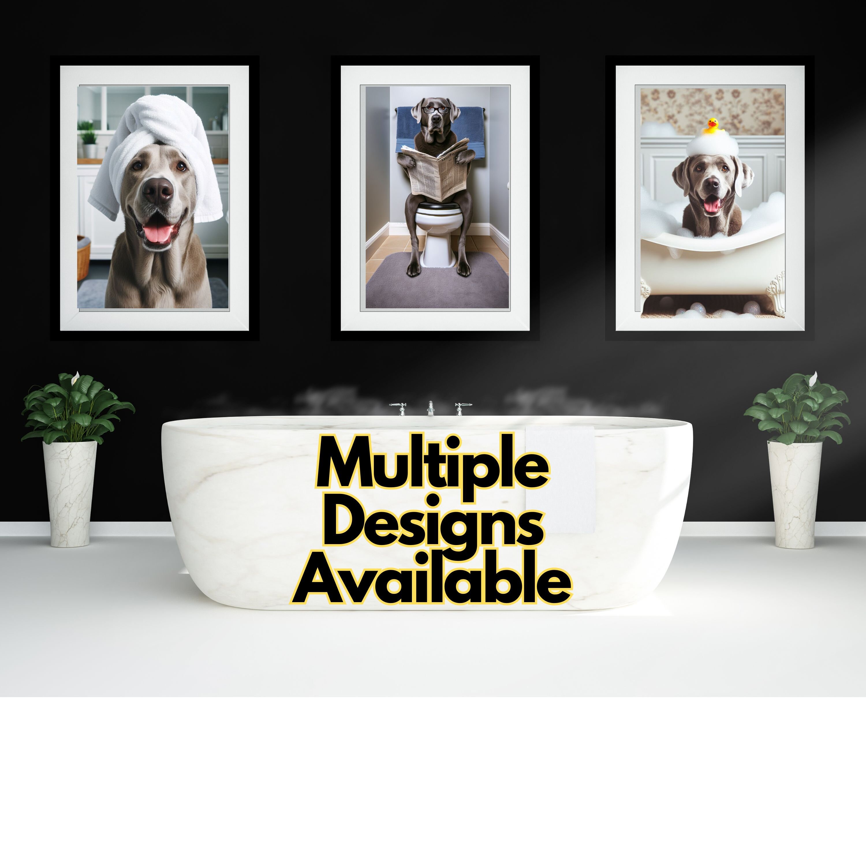 Silver Lab Bathroom in the Tub With a Rubber Ducky Poster Print Silver ...