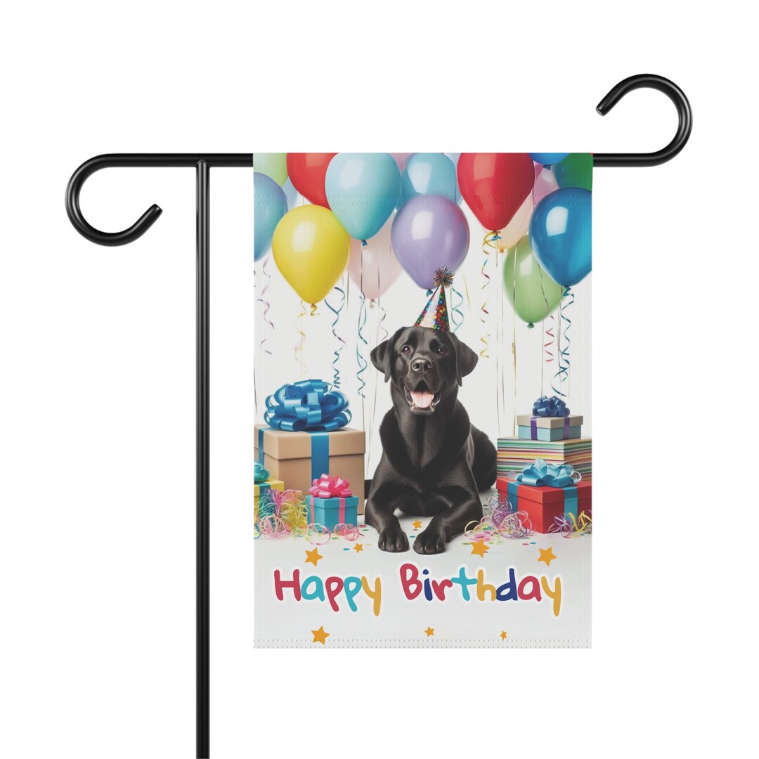 Black Lab Happy Birthday Garden Banner Labrador Retriever Black ...