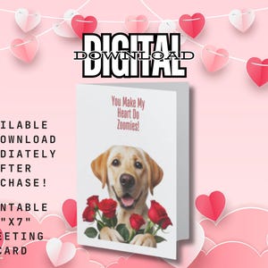 Yellow Lab Valentine’s Day Card, Printable Dog Valentine, Downloadable ...