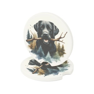 Black Lab Car Coasters - Hunting Labrador - Absorbent Soapstone - Set ...